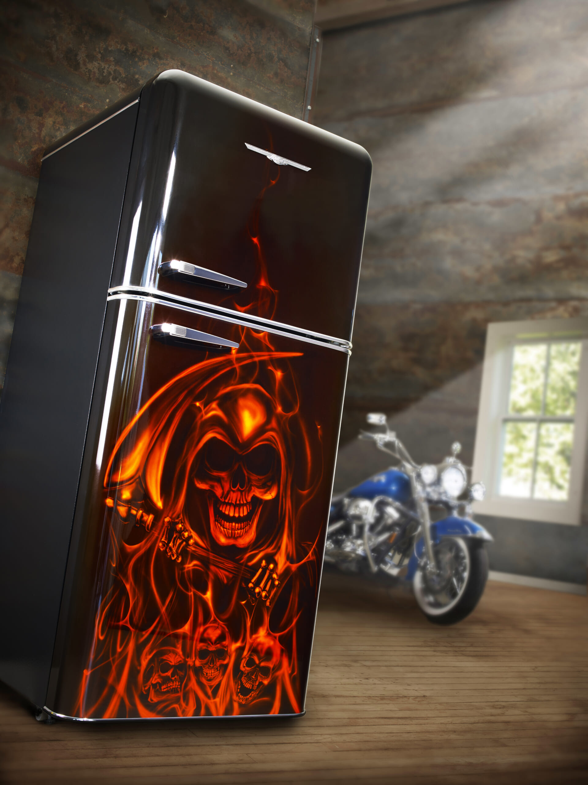 Fire Up Your Kitchen With This Airbrushed Flaming Skull Fridge - Maxim